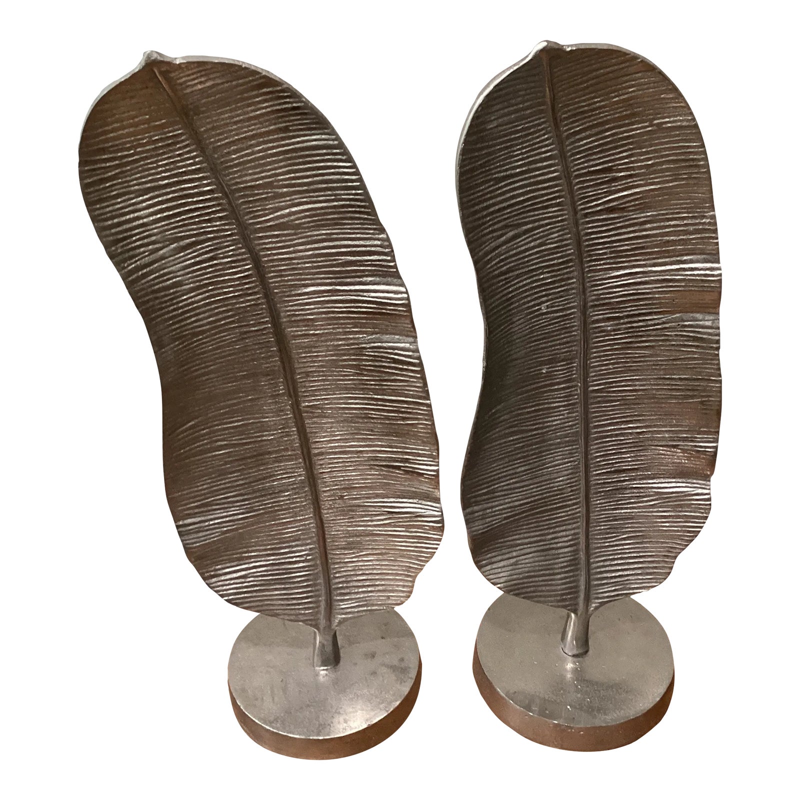 Mid Century Modern Pair of Extra Large Silver Metal Quill Sculptures ...