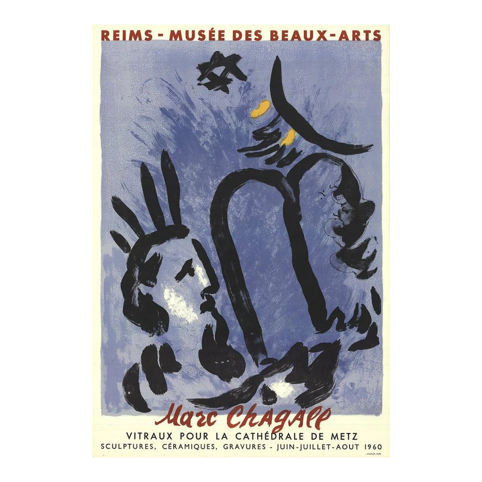 1960 Marc Chagall 'Moses and the Tablets' Modernism Blue,Black France ...