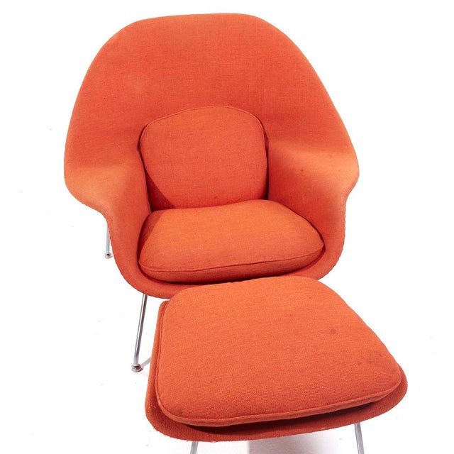 Florence Knoll Mid Century Womb Chair With Ottoman | Chairish