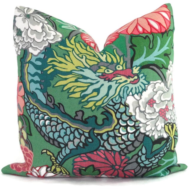 20 X 20 Jade Schumacher Chiang Mai Dragon Decorative Pillow Cover
