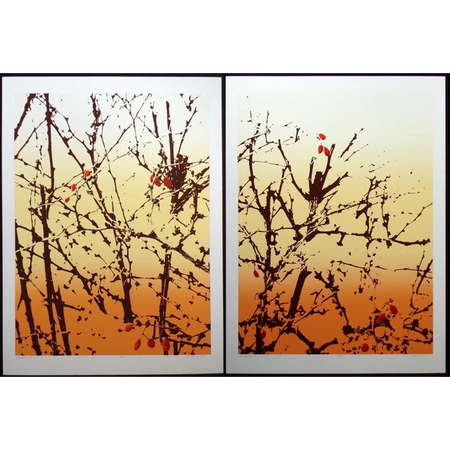 1980s Jim Boutwell "Summerberries I & II" Diptych Signed and Numbered ...