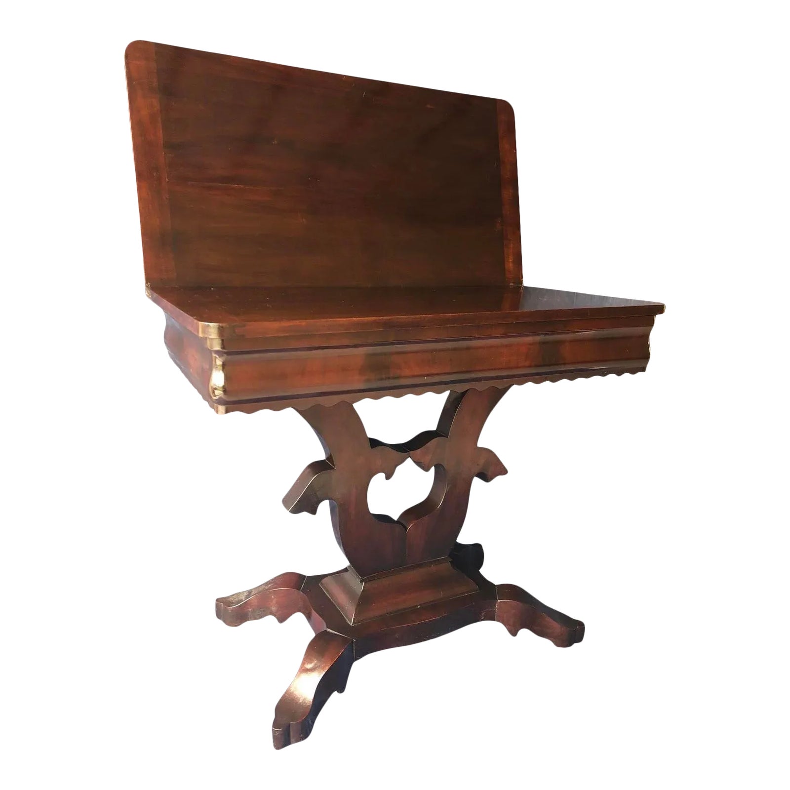 19th Century American Empire Period Mahogany Game Table | Chairish
