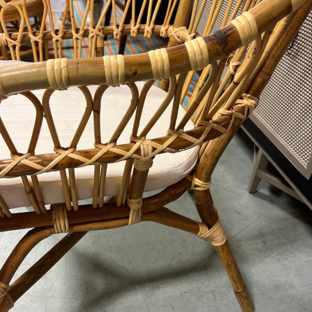 Boho Chic Rattan Chair With Cushion | Chairish