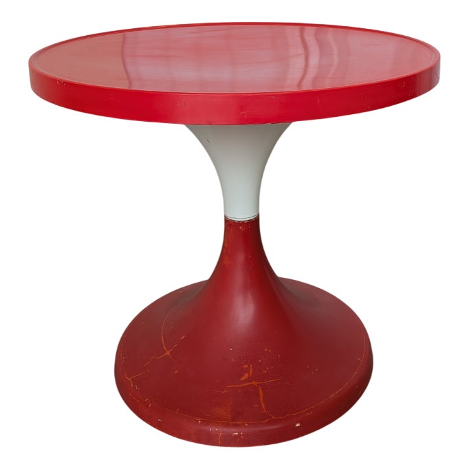 Vintage Red Tulip Table by Meblo Yugoslavia, 1960s | Chairish