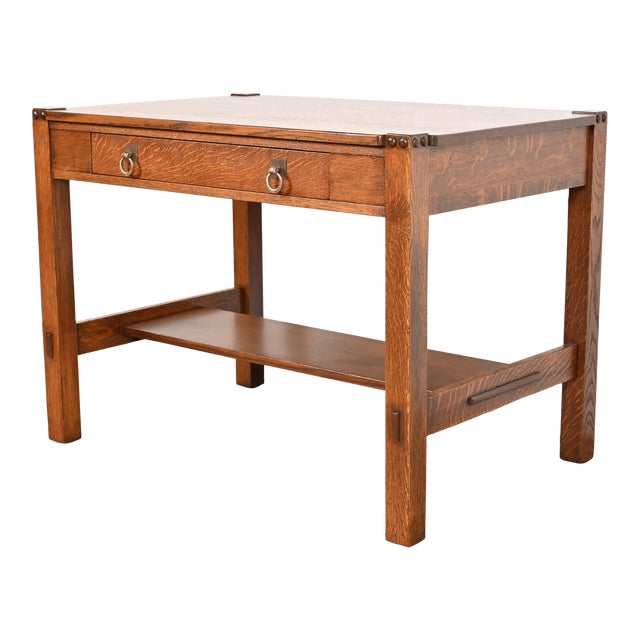 Stickley Brothers Antique Mission Oak Arts Crafts Writing Desk or Library Table Newly Refinished Chairish