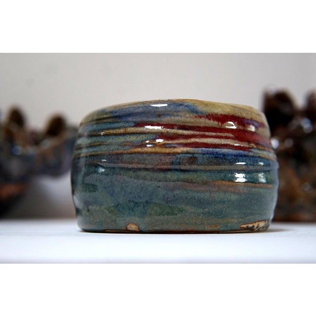 Modernist Ceramic Abstract Studio Pottery Set in Earth and Blue Hues ...