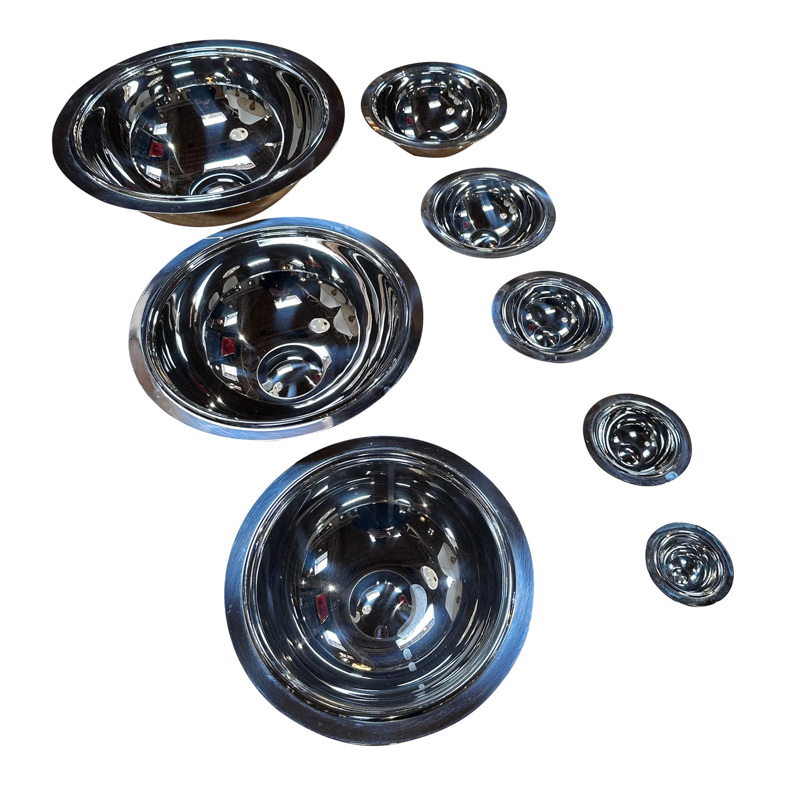 Set of 8 Italian Silver-Tone Decorative Bowls 1980s | Chairish