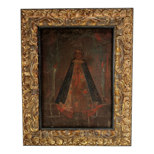 19th Century Mexican Retablo Painting "Our Lady of Guadalupe", Framed | Chairish