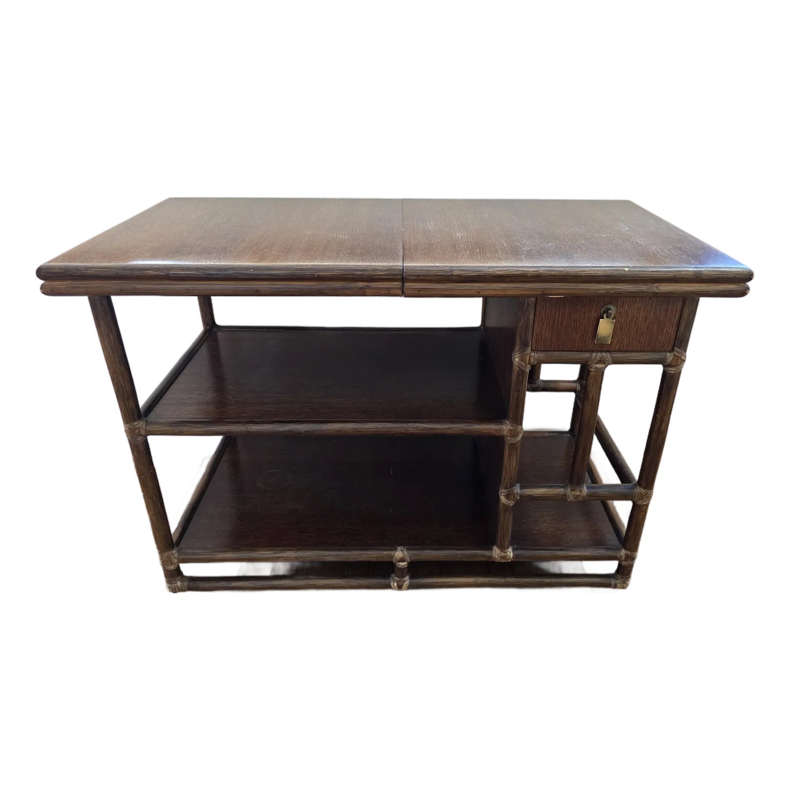 1970s Mid-Century McGuire Bamboo Rolling Buffet Server | Chairish