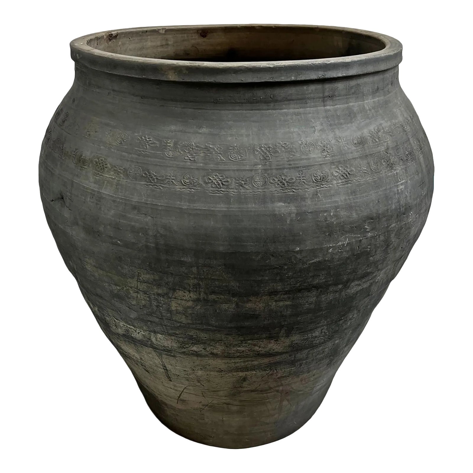 Vintage Charcoal Terra Cotta Pot / Planter | Chairish