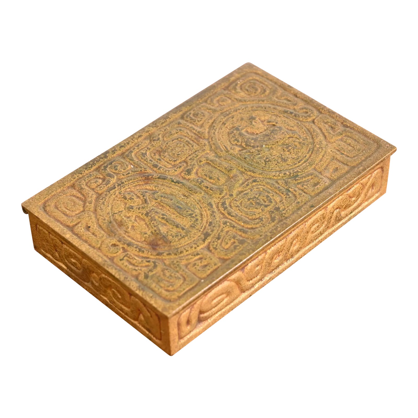Tiffany Studios New York Art Deco 'Zodiac' Bronze Doré Box | Chairish