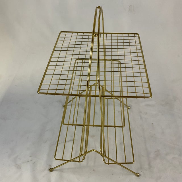 Mid-Century Atomic Metal Reading Materials Side Table Stand With Book ...