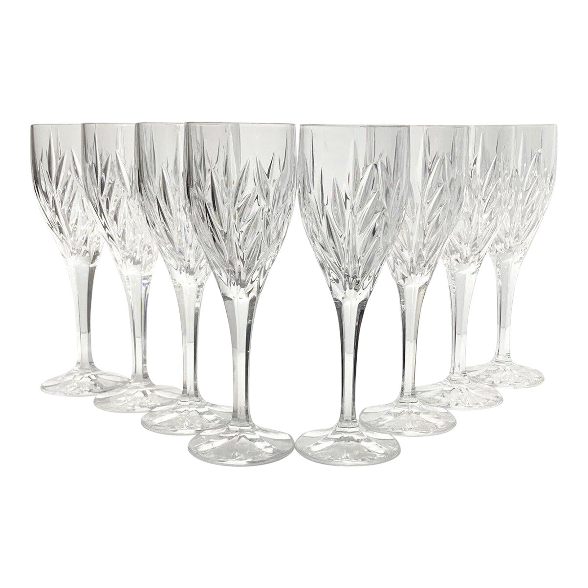 Gorham “Star Blossom” Set of 8 Crystal Wine Glasses | Chairish