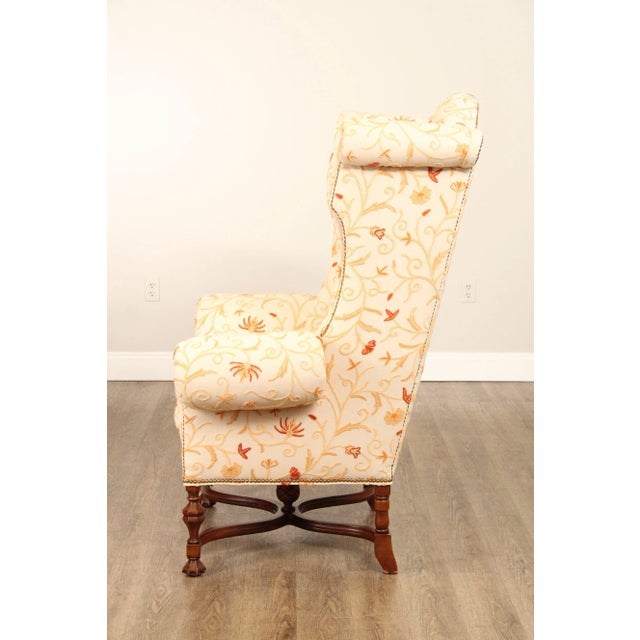 Lee Jofa William & Mary Style Wingback Lounge Chair | Chairish