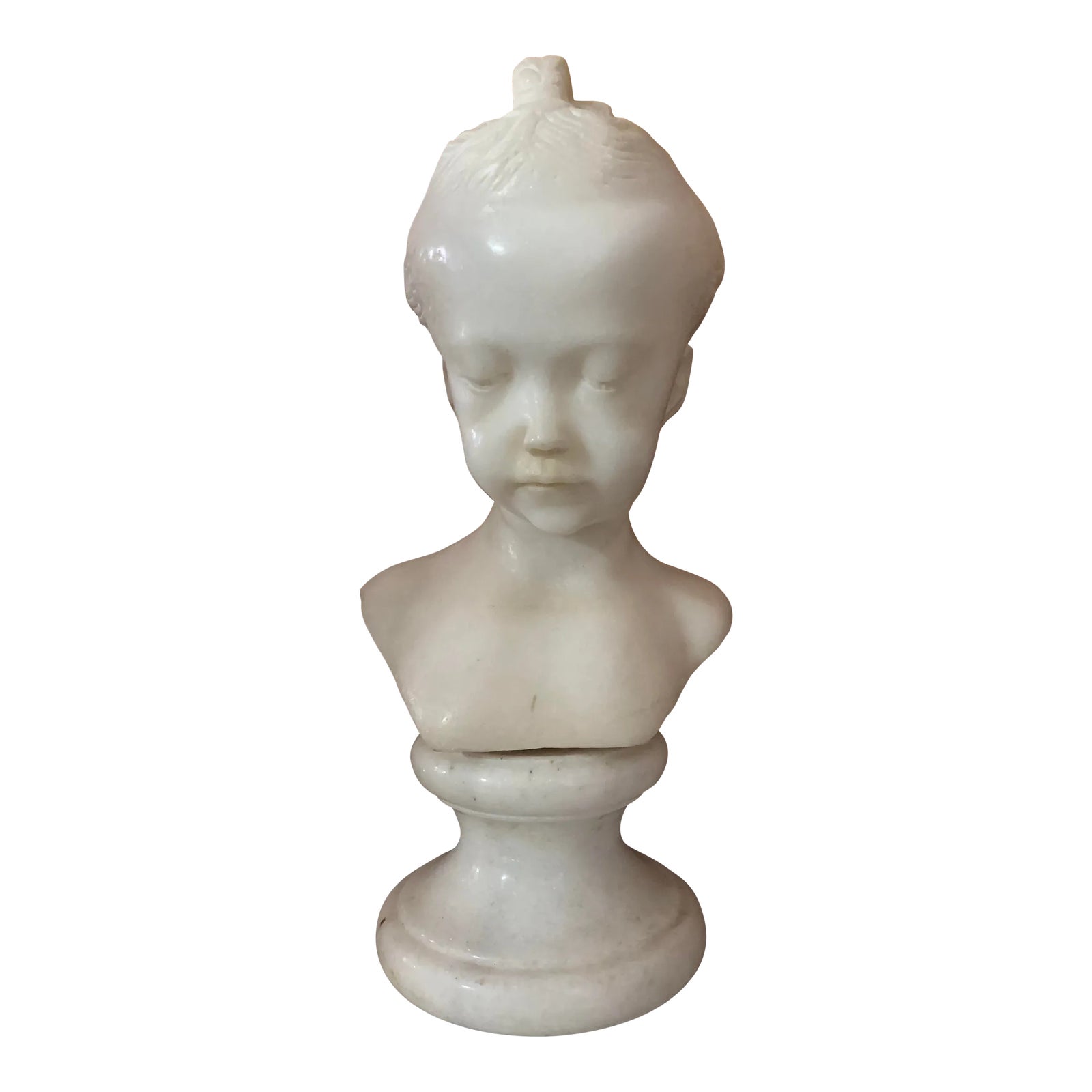 Antique Carved Marble Bust of a Young Girl | Chairish