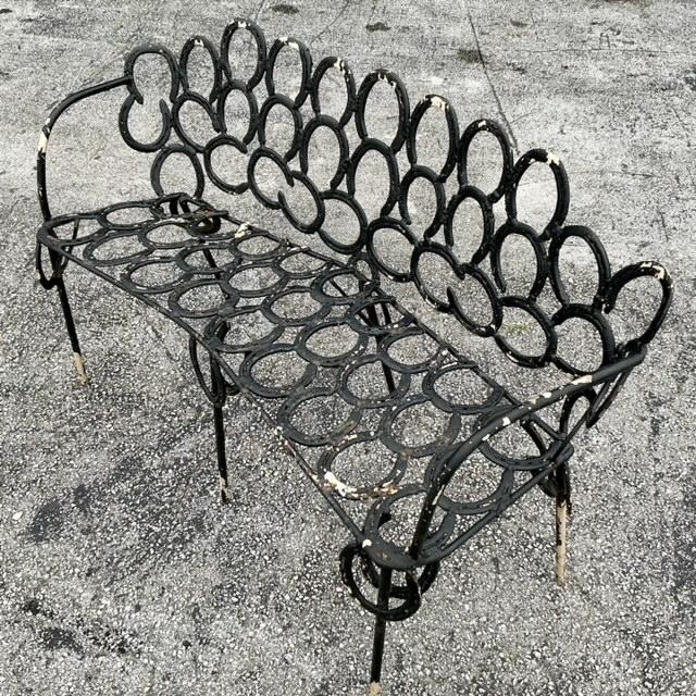 Vintage Boho Hand Forged Horseshoe Bench | Chairish