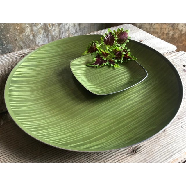 1950s Catherineholm Strek Cathedral Metal & Enamel Green Striped ...