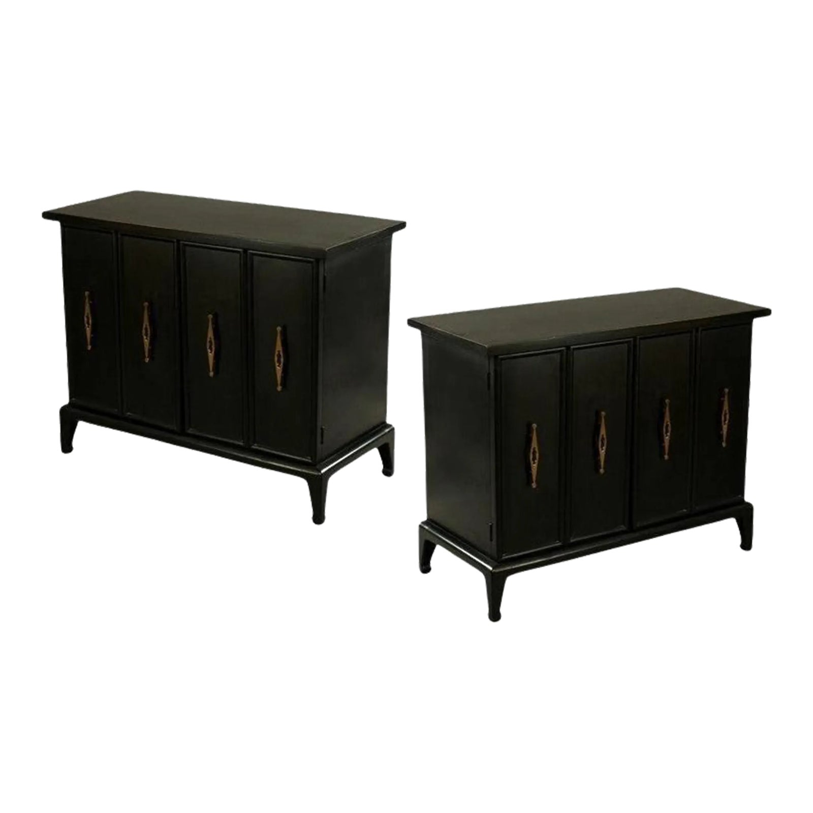 American Black Lacquer and Brass Regency Cabinets, 1960's - A Pair ...