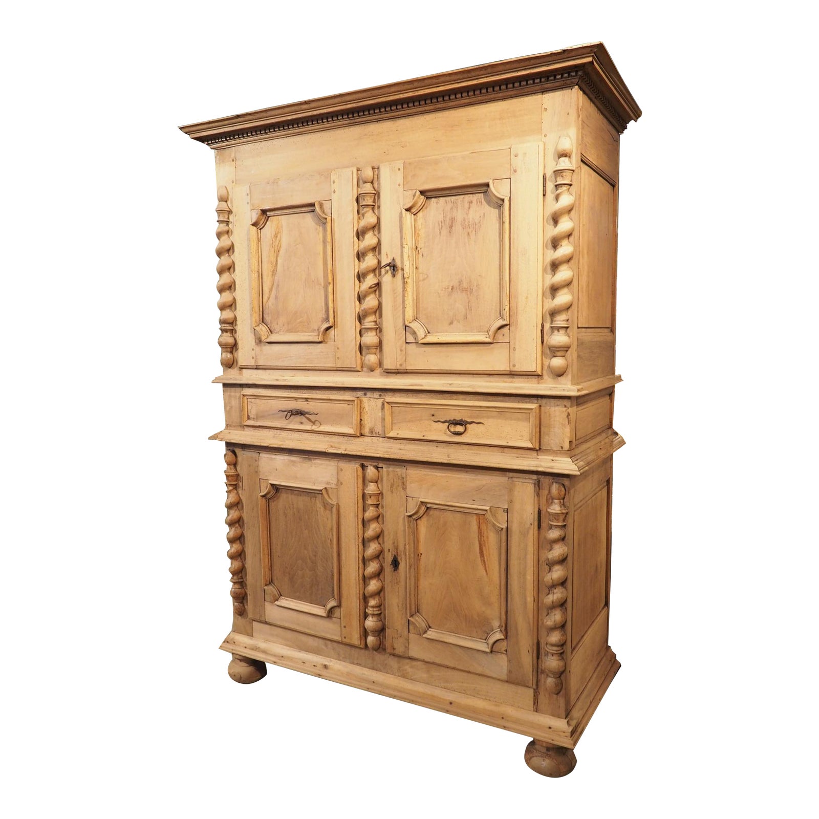 18th Century Bleached Walnut 4 Door Buffet From Lyon, France | Chairish
