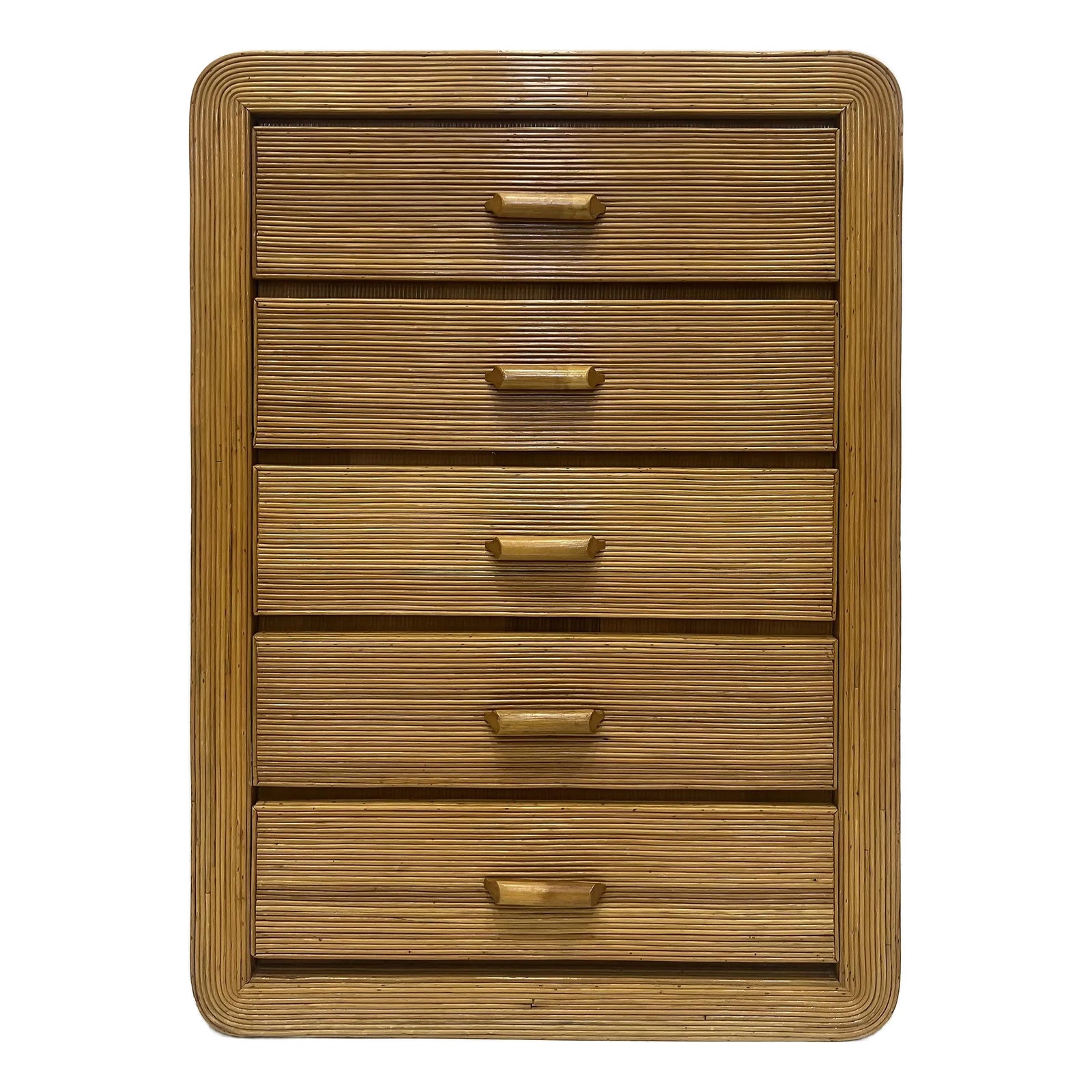 Vintage Coastal Pencil Reed Chest of Drawers, Gabriela Crespi Manner ...