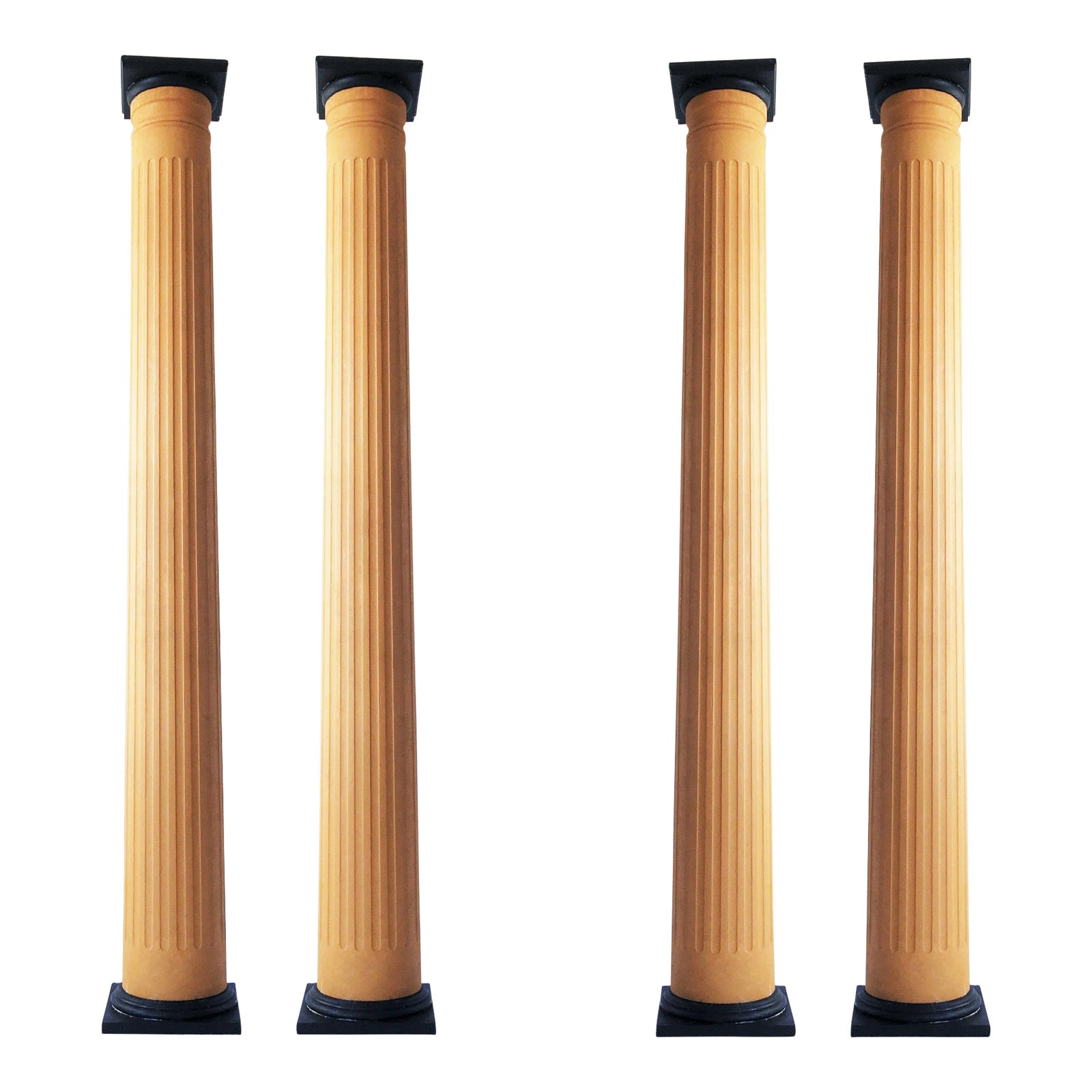 Set of Four Monumental Painted Wood Columns on Bases | Chairish