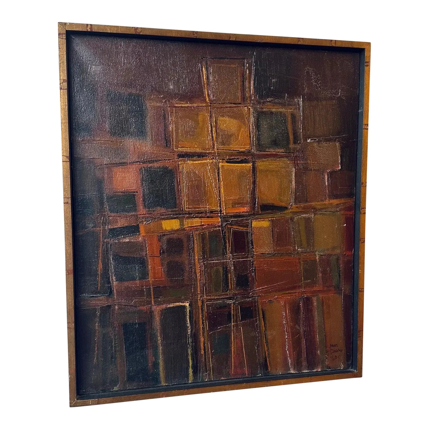 Sam Russo (b. 1922) Signed Abstract Oil on Canvas “structure” C.1960 ...