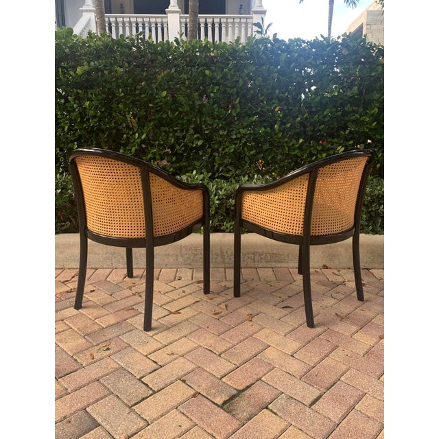 Ward Bennett Landmark Style Lounge Chairs in Wood and Cane, a Pair ...