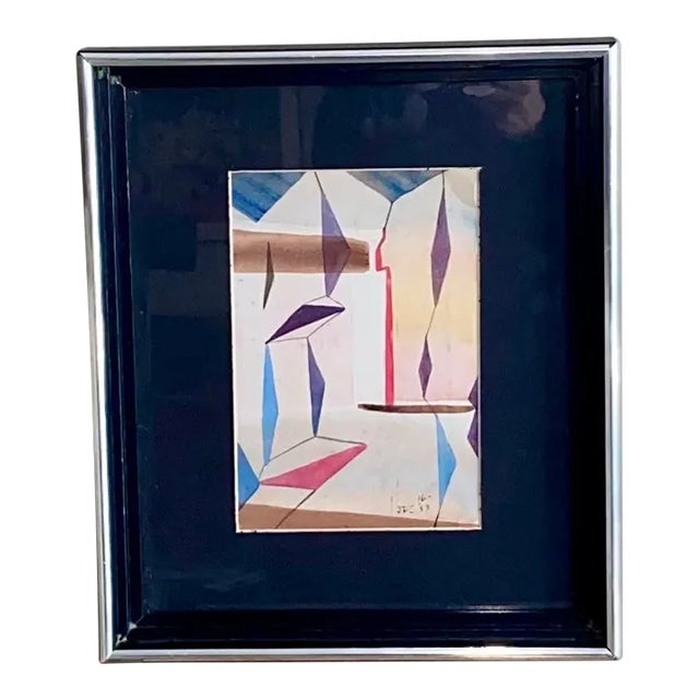 Mid-Century Modern Abstract Watercolor by Listed Artist Jane Downs ...