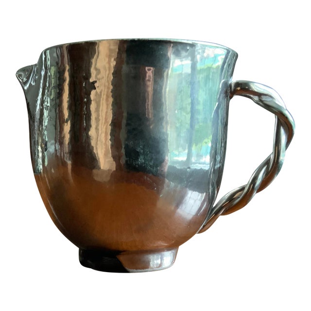 1950s Hazel Hannell Silver Glaze Pottery Pitcher | Chairish