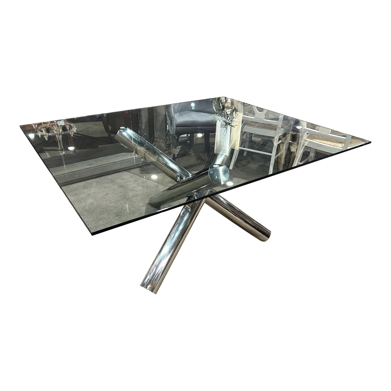 Chrome Jack Base Dining Table | Chairish