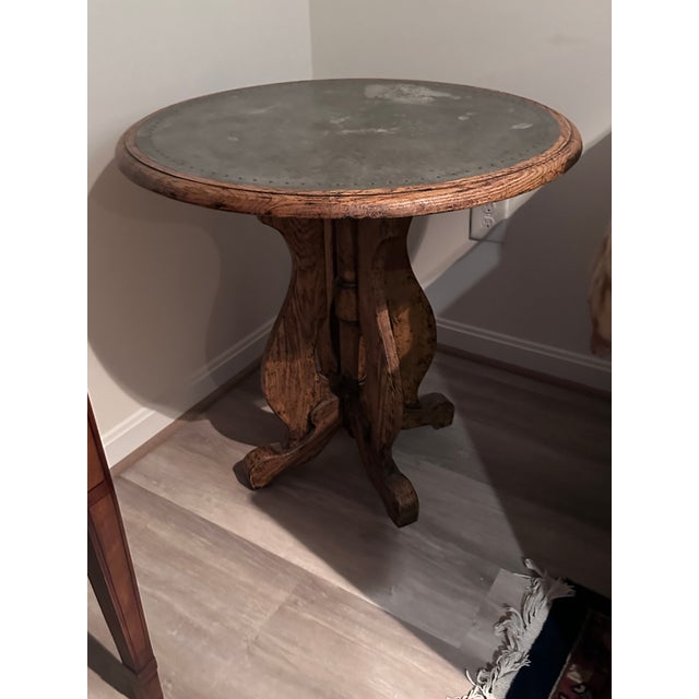 Arhaus Round Table With Tin Top | Chairish