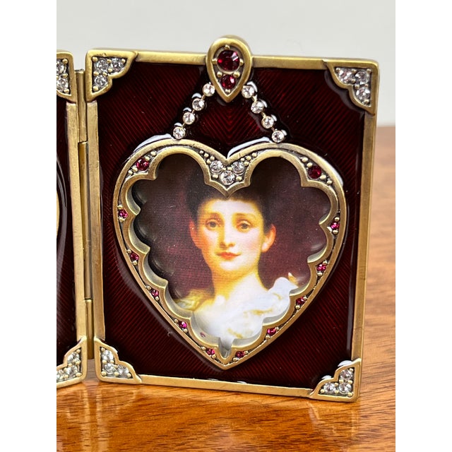 New in Box Jay Strongwater Bejeweled Enamel Double Heart Picture Frame ...