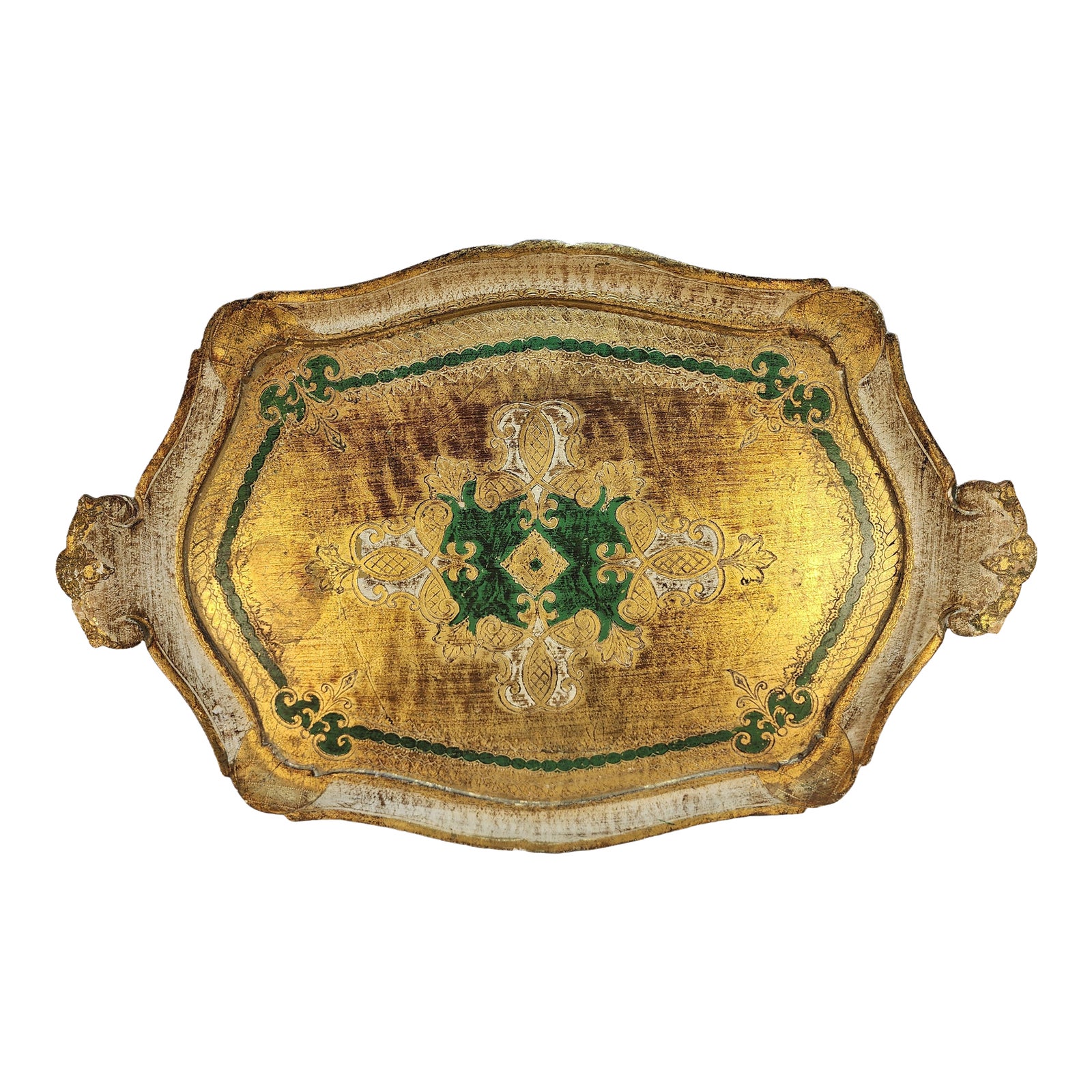Mid 20th Century Authentic Italian Florentine Decorative Tray | Chairish