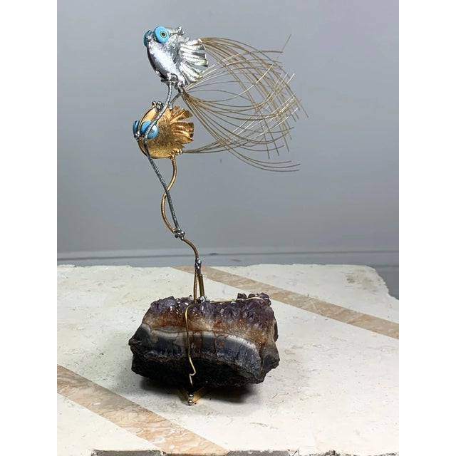 1970s Amethyst Geode Modernist Fish Sculpture | Chairish