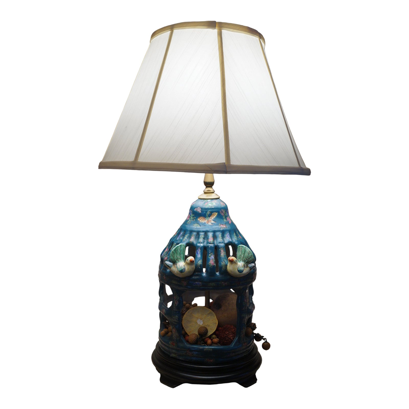 1950s Chinese Ceramic Birdcage Lamp | Chairish