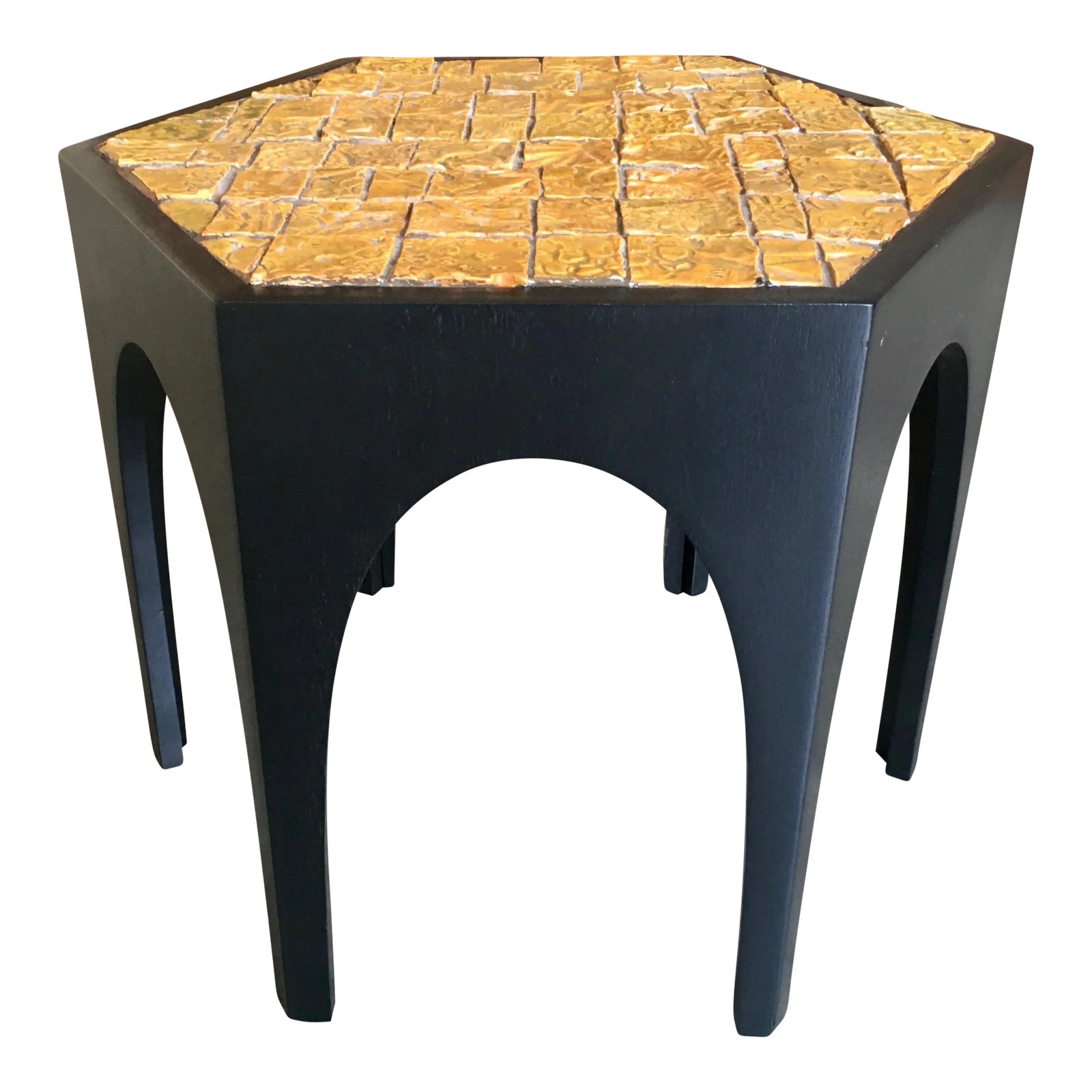 Mid-Century Modern Brutal Tile Top Side Table | Chairish