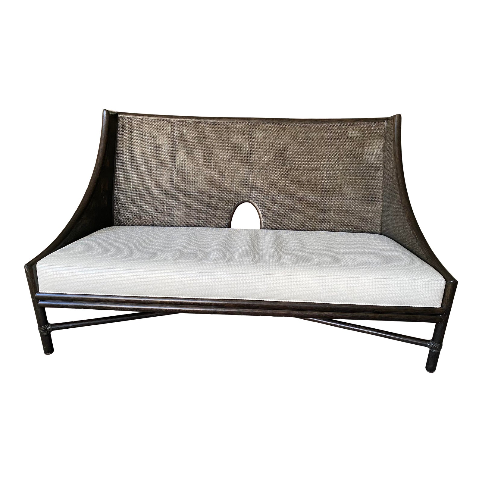 Contemporary Baker White Settee | Chairish