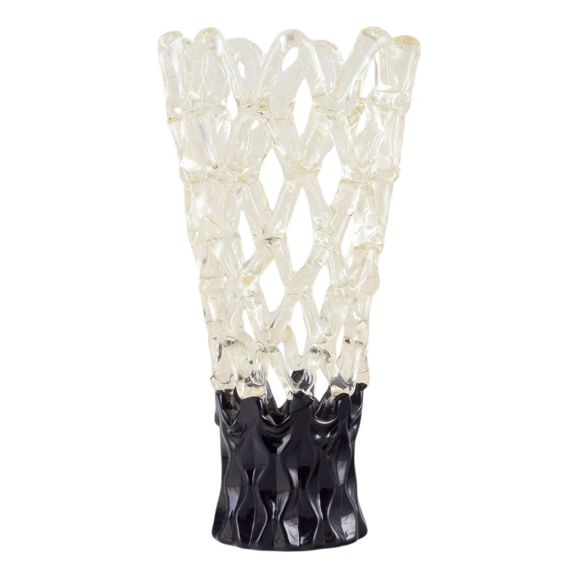 Murano Art Glass Vase with Refined Lattice Design, Italy, 1966 | Chairish