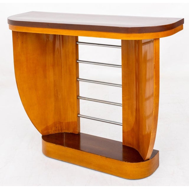 Art Deco Mahogany & Walnut Two-Tier Console Table | Chairish