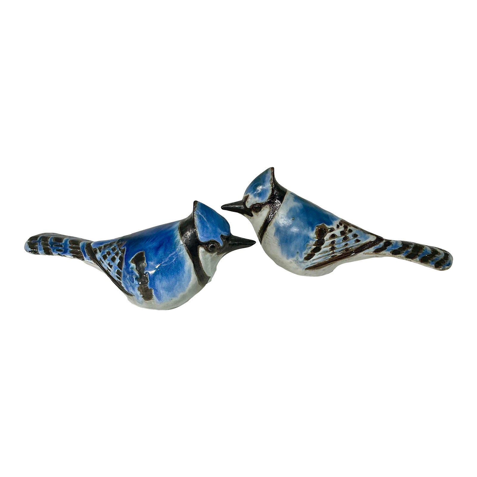 Pair of Ceramic Blue Jay Bird Figurines by Anderson Design Studio ...