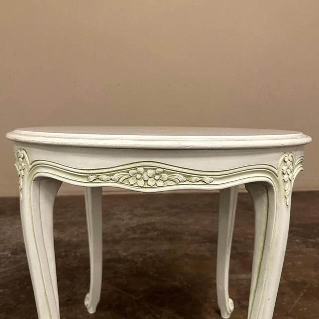 French Louis XV Painted Round End Table | Chairish