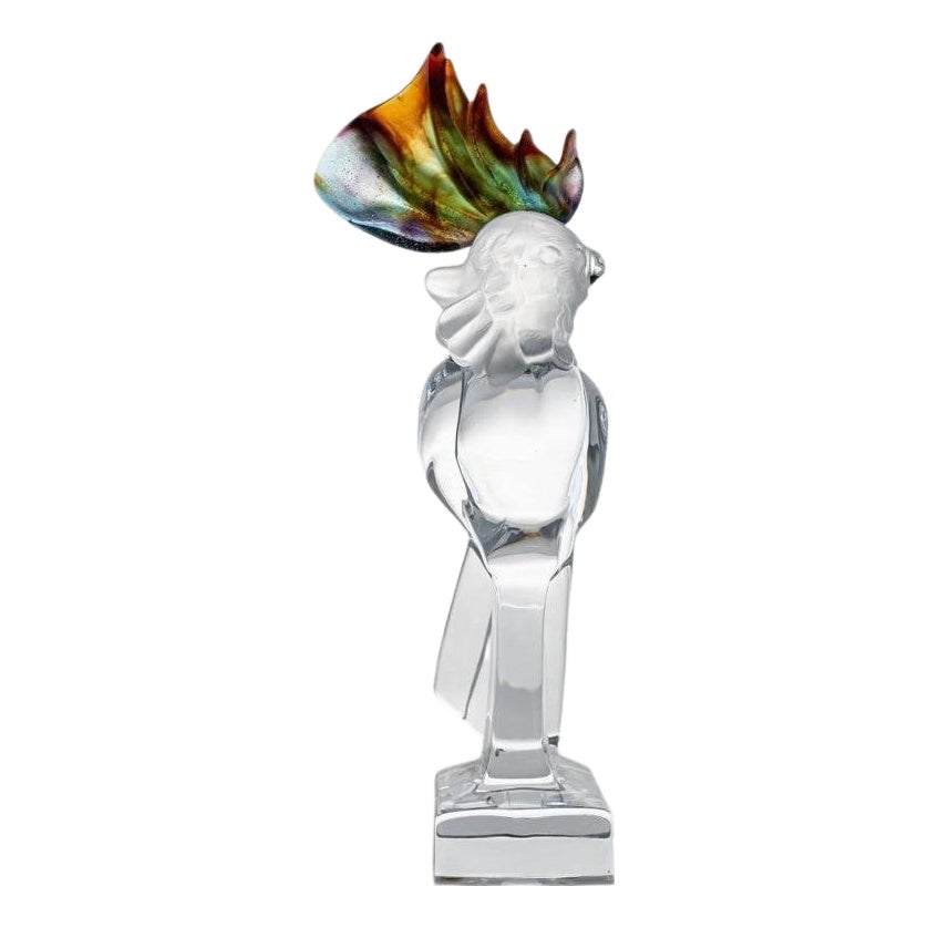 Crystal Glass Cockatoo Sculpture from Daum, France, 1950s | Chairish