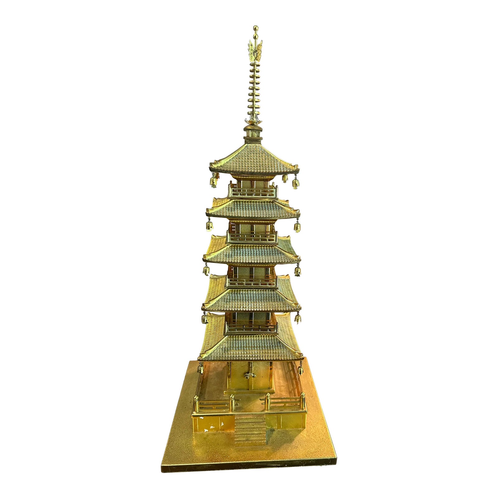 1980s Japanese Gold or Gilt Metal Pagoda | Chairish