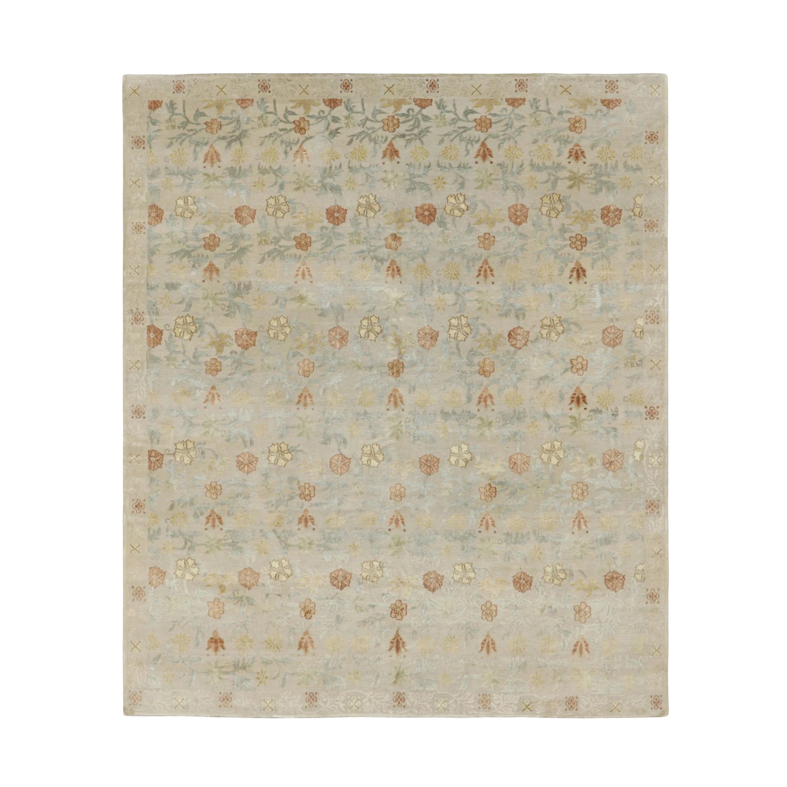 Rug & Kilim’s Spanish Style Rug in Off-White-Beige With Floral Patterns ...