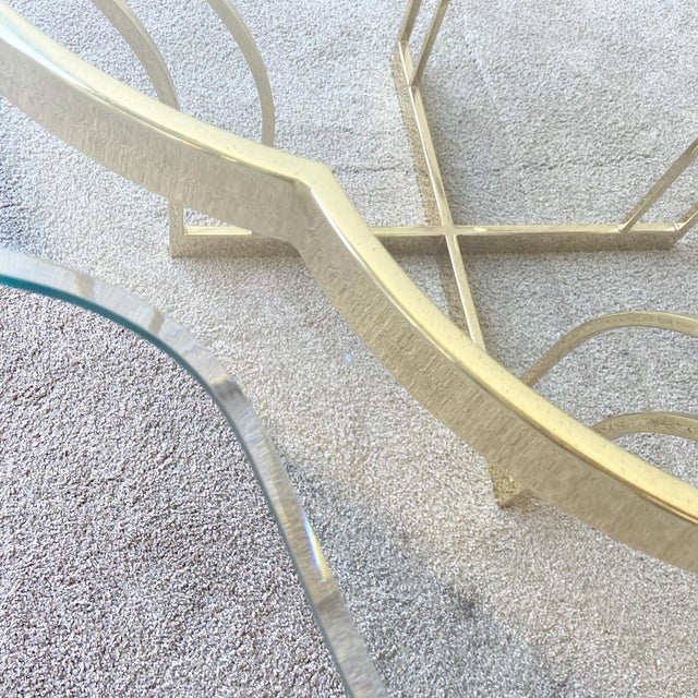 Hollywood Regency Clover Cloud Glass and Gold Coffee Table | Chairish