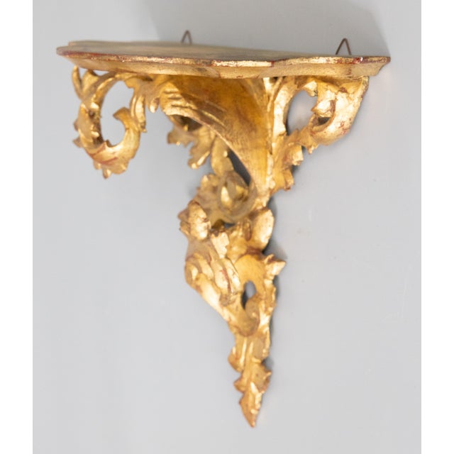 Vintage Italian Rococo Carved Giltwood Wall Bracket Shelf | Chairish
