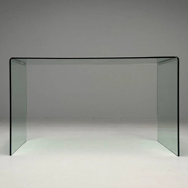 Mid-Century Modern, Glass Waterfall Console Table, American | Chairish