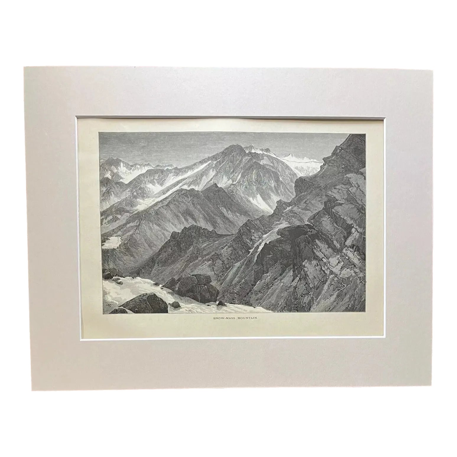 Antique 1874 Wood Engraving, "Snow-Mass Mountain" CO in Frame-Ready ...