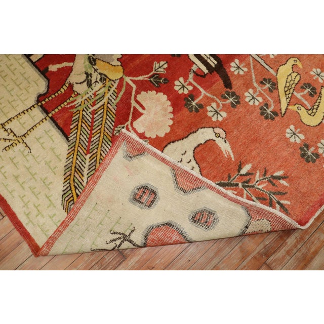 Antique Khotan Samarkand Flamingo Pictorial Rug, 4'7'' X 6'8'' | Chairish