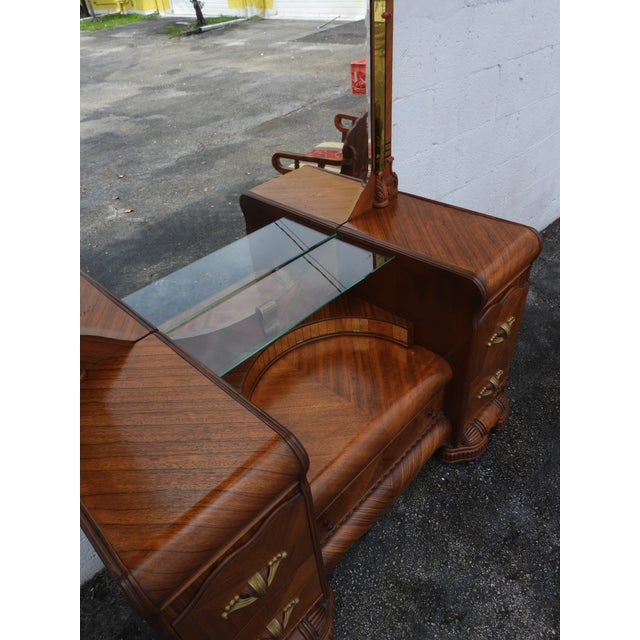Art Deco Waterfall 1920s Vanity Makeup Table and Stool 6015 | Chairish